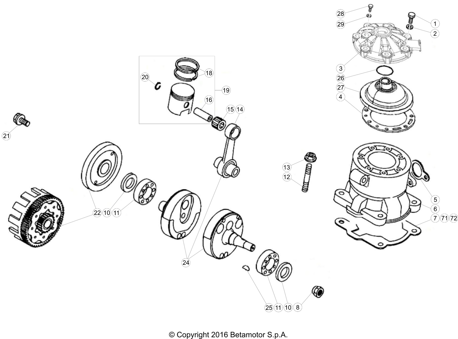 02 CRANKSHAFT/PISTON/BALANCER SHAFT - Beta Genuine