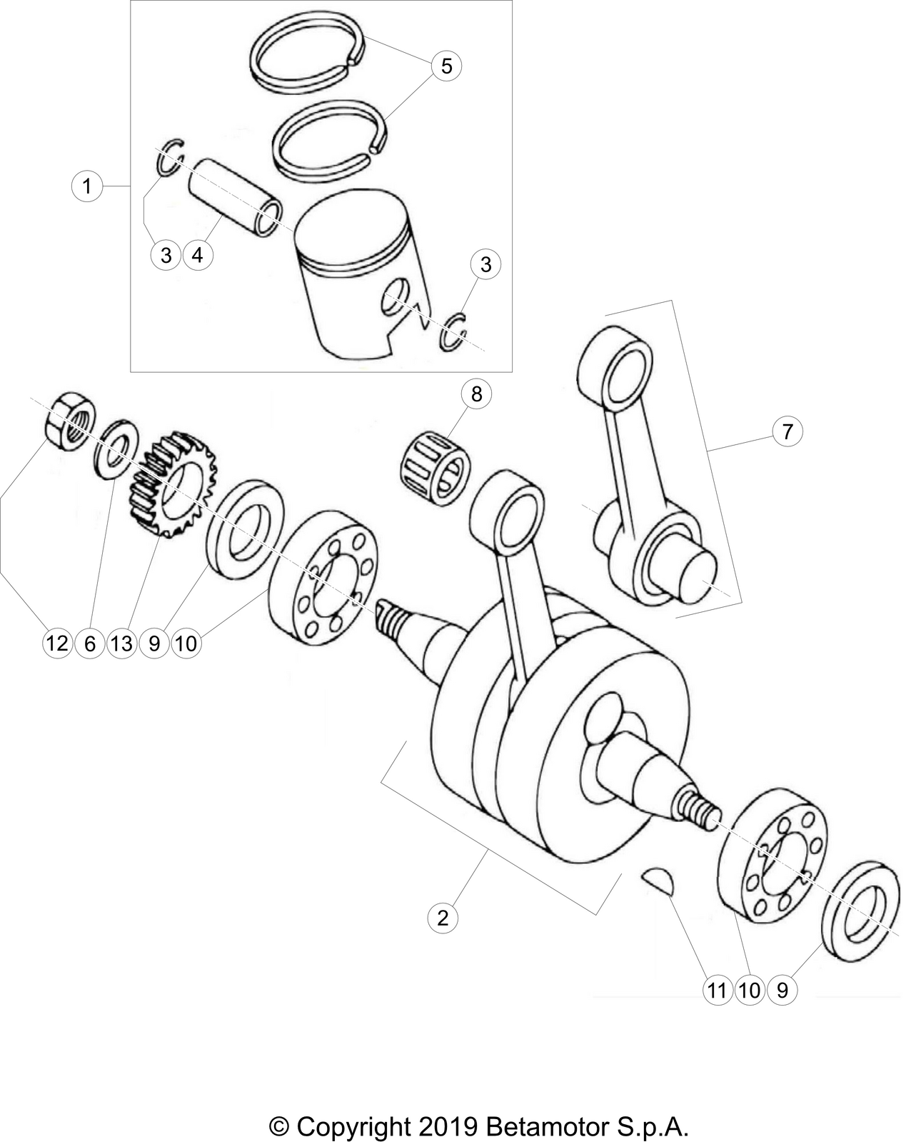 02 CRANKSHAFT/PISTON/BALANCER SHAFT - Beta Genuine