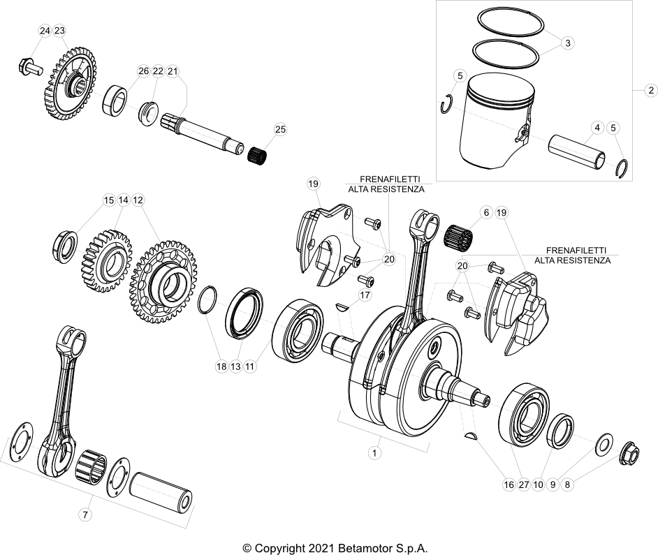 02 CRANKSHAFT/PISTON/BALANCER SHAFT - Beta Genuine
